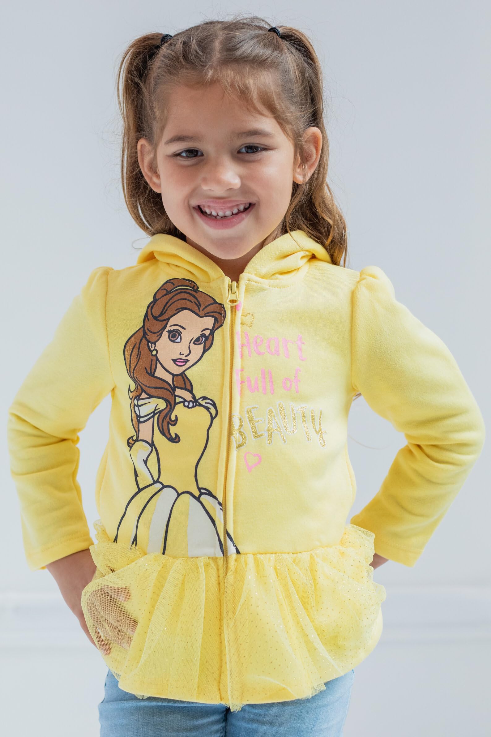 Disney Princess Belle Toddler Girls Zip Up Peplum Hoodie 4T