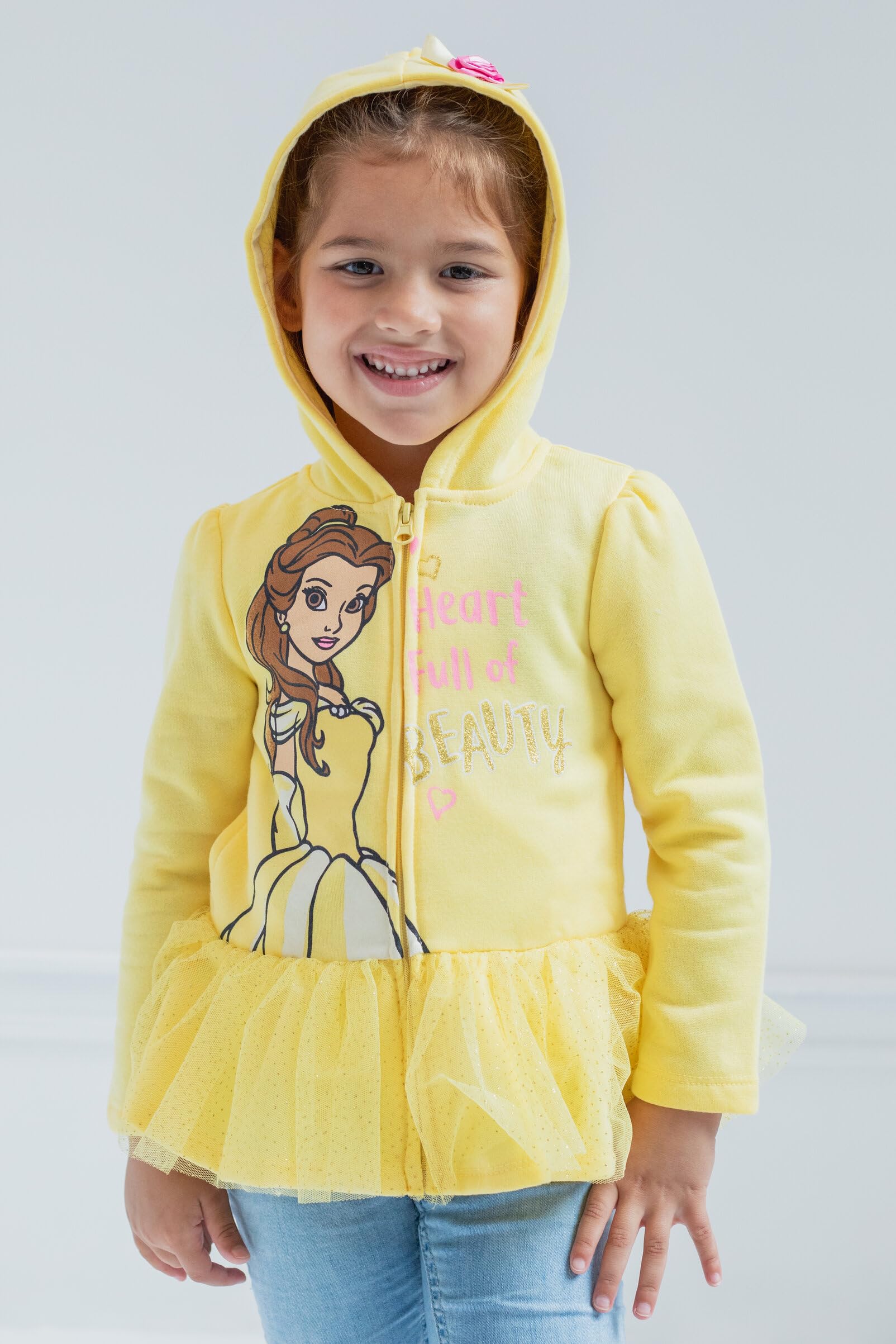 Disney Princess Belle Toddler Girls Zip Up Peplum Hoodie 4T