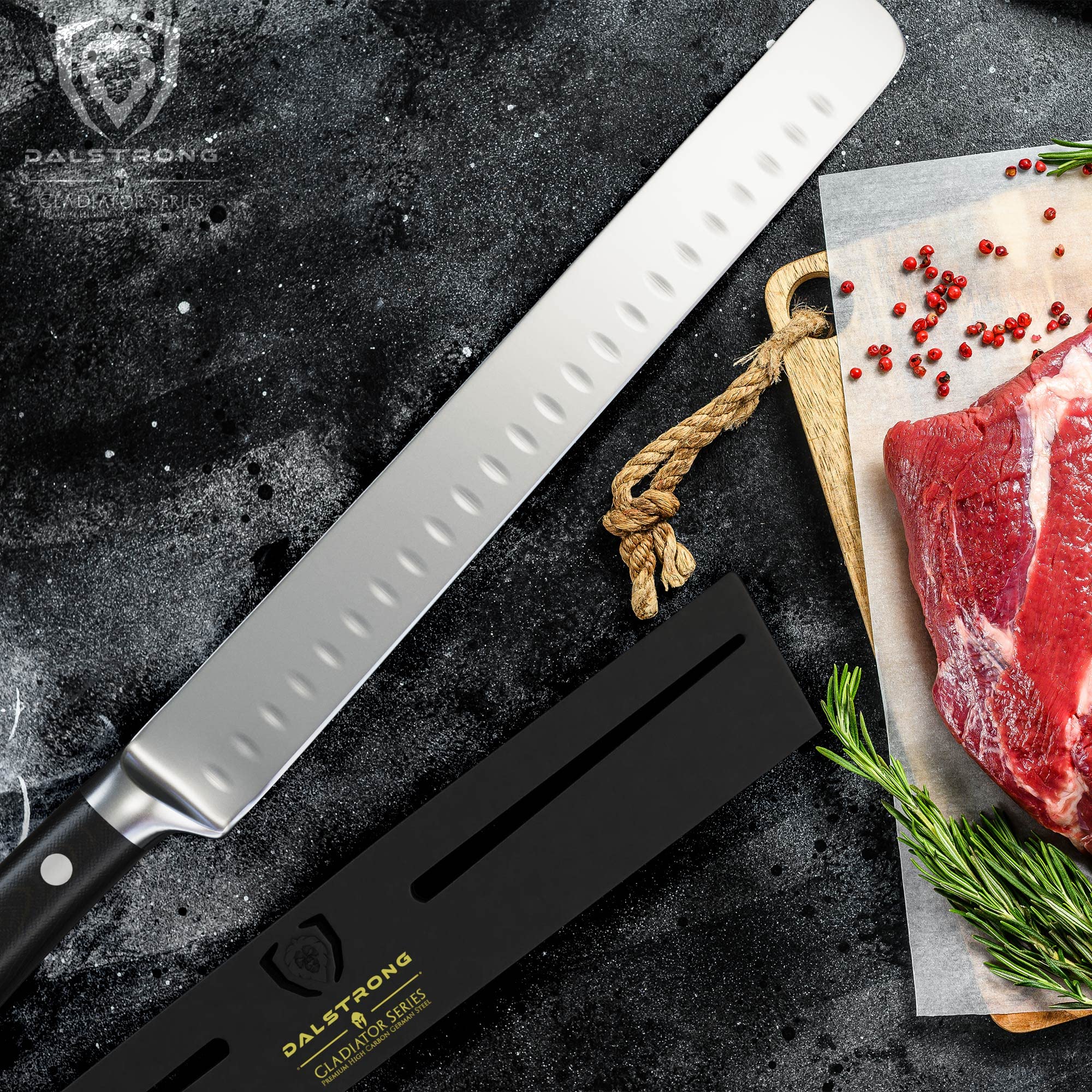 Dalstrong Slicing Carving Knife - 10 inch - Granton Edge - Gladiator Series Elite - Forged High-Carbon German Steel - G10 Handle - w/Sheath - NSF Certified