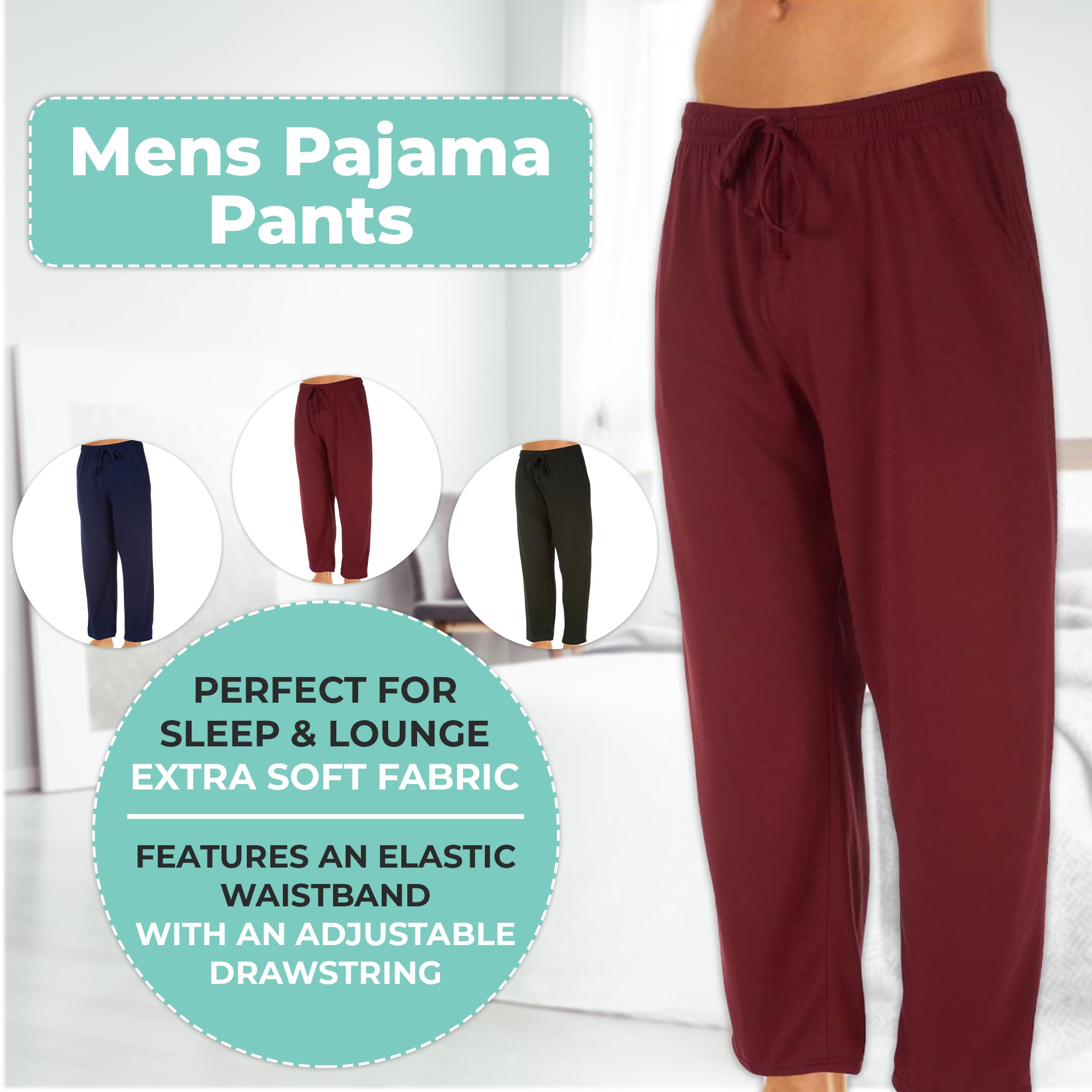 DARESAY Mens Lounge Pants With Pockets - Mens Pajama Pants - Lounge Pants Men, Up to 3XL Pack Of 3