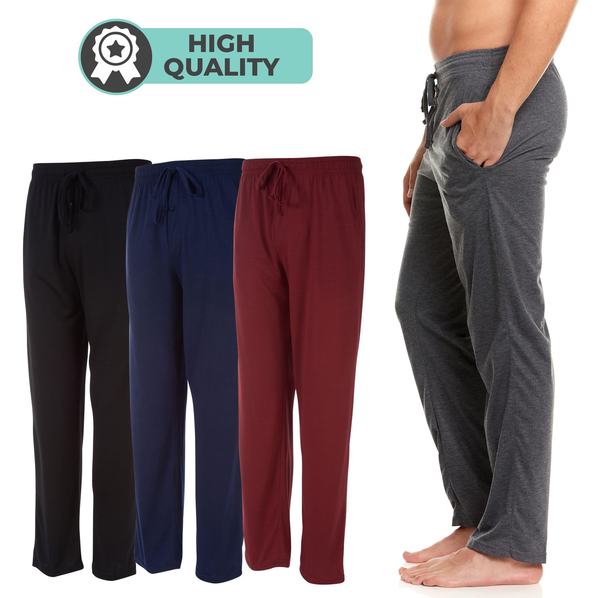 DARESAY Mens Lounge Pants With Pockets - Mens Pajama Pants - Lounge Pants Men, Up to 3XL Pack Of 3