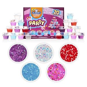 elmer's pkg gue premade, slime kit, includes fun, unique add-ins, party pack, 20 count