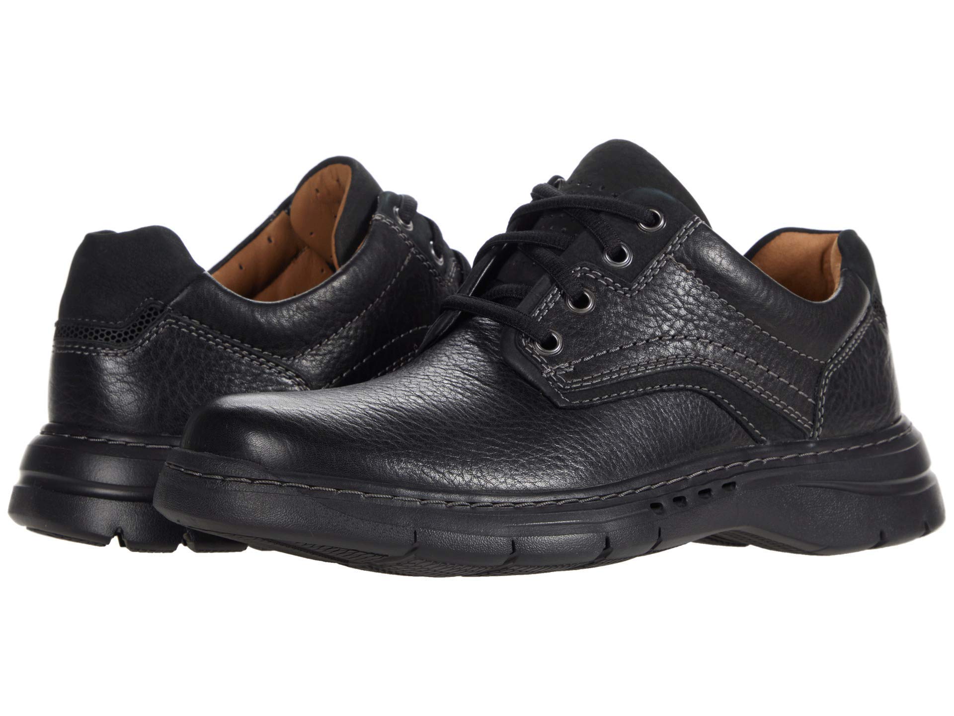 Clarks Un Brawley Pace Black Tumbled Leather 10.5 D (M)