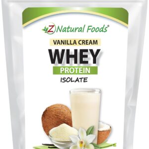 Z Natural Foods Vanilla Cream Whey Protein Isolate, Nutrition-Rich, Flavorful Protein Powder for Heart Health and Immunity, Great in Tea, Coffee, Smoothie, Non-GMO, Gluten-Free, Kosher, 1 lb.