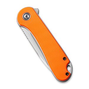 CIVIVI Elementum Folding Pocket Knife, 2.96" D2 Satin Blade,G-10 Handles, Liner Lock, Deep Carry Pocket Clip C907R (Orange)