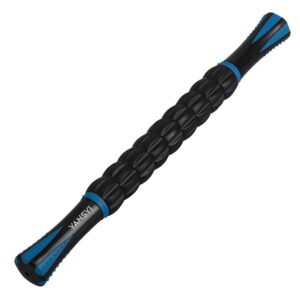 yansyi muscle roller stick for athletes - body massage stick - release myofascial trigger points reduce muscle soreness tightness leg cramps & back pain for physical therapy & recovery (blue 1)