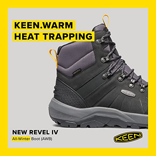 KEEN Men's Revel 4 Mid Height Polar Insulated Waterproof Snow Boots, Black/Magnet, 10