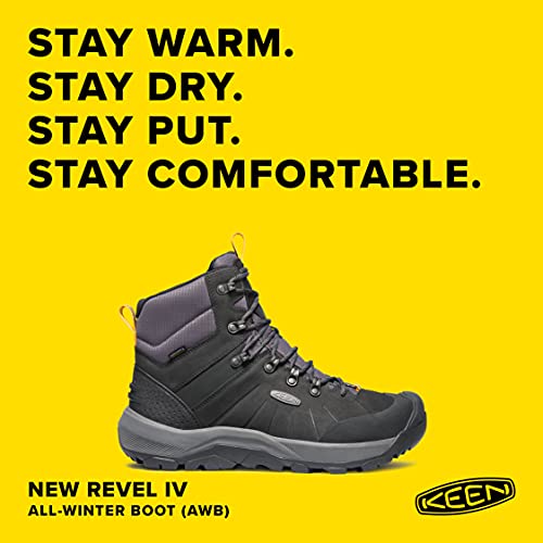 KEEN Men's Revel 4 Mid Height Polar Insulated Waterproof Snow Boots, Black/Magnet, 10