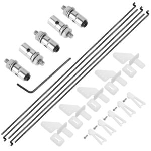 hobbypark 20pcs nylon control horns 20x11mm + 1.2x21mm clevis + pushrod connector linkage stopper 1.3mm + 1.2 x 180mm steel z style pushrods parts for rc airplane plane