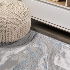 JONATHAN Y SOR203B-8 Swirl Marbled Abstract Indoor Area-Rug Contemporary Casual Transitional Easy-Cleaning Bedroom Kitchen Living Room Non Shedding, 8 X 10, Gray/Blue