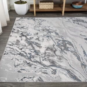 JONATHAN Y SOR203B-8 Swirl Marbled Abstract Indoor Area-Rug Contemporary Casual Transitional Easy-Cleaning Bedroom Kitchen Living Room Non Shedding, 8 X 10, Gray/Blue