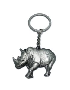 sonoran souvenirs rhinoceros pewter keychain - good luck charm rhino decorative safari jungle animals