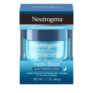 neutrogena hydro boost purified hyaluronic acid pressed night serum, facial serum with antioxidants & hyaluronic acid, non-comedogenic 1.7 oz (pack of 2)