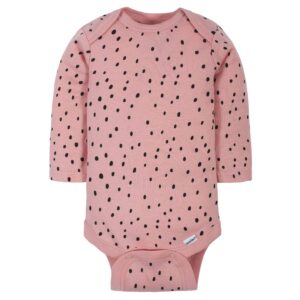 Gerber Baby Girls' 6-Pack Long-Sleeve Onesies Bodysuits, Bear Pink, 3-6 Months