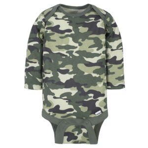 Gerber Baby Boys' 6-Pack Long-Sleeve Onesies Bodysuit, Tiger Green, 6-9 Months