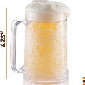 luxail Freezer Beer Mug, Double Wall, Insulated Gel Plastic Pint Freezable Glass, 16 oz, Clear 1 pack, Chiller Frosty Cup, Frozen Ice Mug, Freezer Cup.