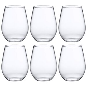 Amazing Abby - Cynthia - 20-Ounce Unbreakable Tritan Wine Glasses (Set of 6), Plastic Stemless Wine Tumblers, Reusable, BPA-Free, Dishwasher-Safe, Perfect for Poolside, Outdoors, Camping, and More