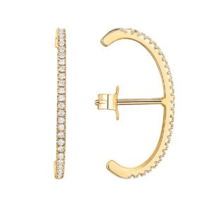 pavoi 14k yellow gold plated 925 sterling silver post minimalist suspender ear cuff earrings for women | cubic zirconia wrap earlobe studs