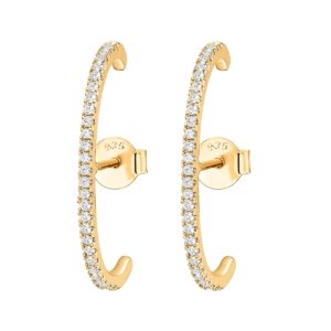 PAVOI 14K Yellow Gold Plated 925 Sterling Silver Post Minimalist Suspender Ear Cuff Earrings for Women | Cubic Zirconia Wrap Earlobe Studs