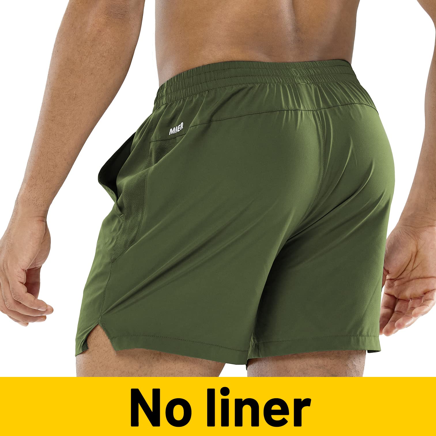 MIER Men's Workout Running Shorts Quick Dry Active 5 Inches Shorts with Pockets, Lightweight and Breathable, Army Green, M