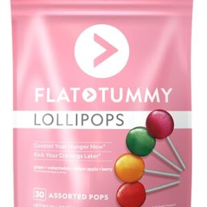 Flat Tummy Lollipops, Pack of 30 – Crush Cravings and Avoid Unwanted Calories - Apple, Grape, Watermelon & Berry – Delicious Low Calorie Diet Candy – Clinically Proven Ingredient