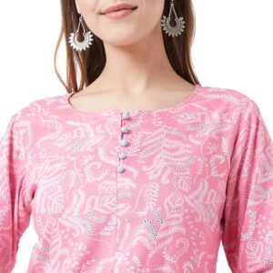 Tissu Women's Baby Pink & White Printed Tunic (Pink_3XL)