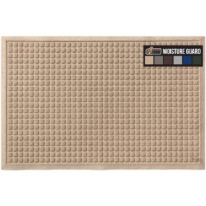 gorilla grip ultra absorbent moisture guard doormat, absorbs up to 1.7 cups of water, stain and fade resistant, spiked rubber backing, all weather mats capture dirt, indoor outdoor, 29x17, beige