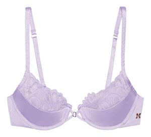 savage x fenty, women's, missy savage not sorry half cup bra with lace, lavender, 32ddd