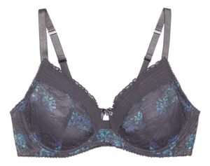 savage x fenty, women's, curvy living in the clouds iridescent lace unlined bra, blackened pearl, 40dd