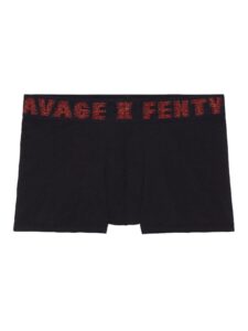 savage x fenty, men's, savage x trunks, logo elastic waistband, front contour pouch, cotton, caviar, m