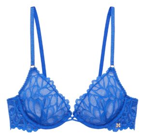 savage x fenty, women's, missy savage not sorry ultra demi unlined lace bra, blue cyber café, 32dd