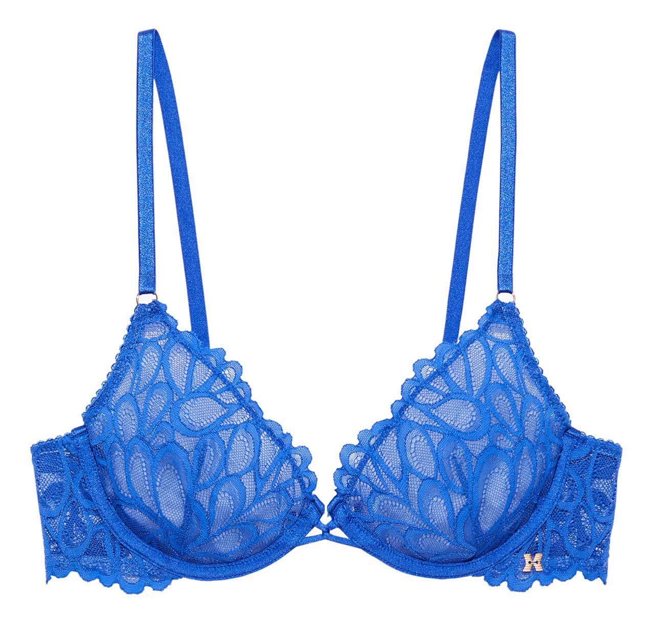 Savage X Fenty, Women's, Missy Savage Not Sorry Ultra Demi Unlined Lace Bra, Blue Cyber Café, 32DD