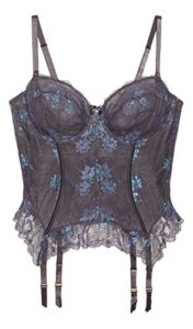 savage x fenty, women's, curvy living in the clouds iridescent lace corset, blackened pearl, 1x