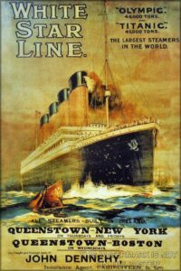 history galore 24"x36" gallery poster, white star line showing the titanic