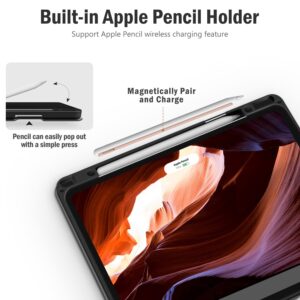 Antbox Case for iPad Pro 12.9'' 6th Generation (2022) 5th/4th/3rd Generation (2021/2020/2018), Built-in Pencil Holder Auto Sleep/Wake Function PU Leather Smart Cover (Brown)