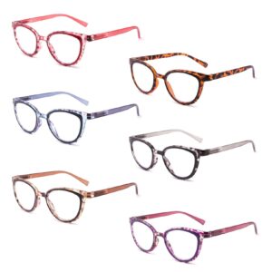 ivnuoyi 6 pack reading glasses blue light blocking fashion ladies readers with spring hinges,anti glare uv eyestrain,computer eyeglasses for women 1.25