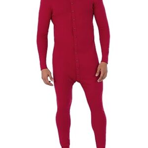 Fruit of the Loom Men's Premium Thermal Union Suit, Red, Medium