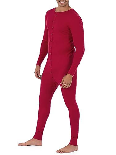 Fruit of the Loom Men's Premium Thermal Union Suit, Red, Medium