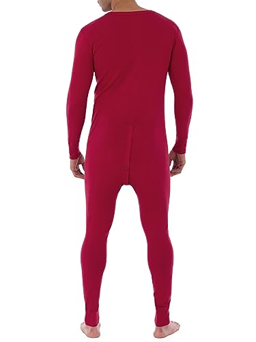 Fruit of the Loom Men's Premium Thermal Union Suit, Red, Medium