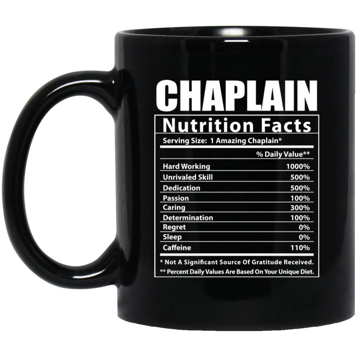 Lovesout Funny Chaplain Nutritional Facts Christmas 2024 Gifts Hilarious Coffee Mug Ceramic Cups Black 11 Oz