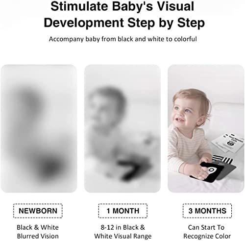 beiens High Contrast Baby Flashcards, Newborn Brain Development Toys, Visual Stimulation Learning Activity Cards, 20 PCs 40 Pages 5.5'' x 5.5'' Educational Infants Gift