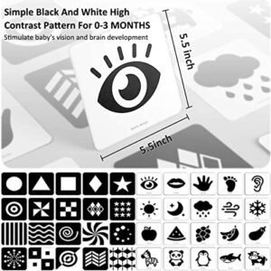 beiens High Contrast Baby Flashcards, Newborn Brain Development Toys, Visual Stimulation Learning Activity Cards, 20 PCs 40 Pages 5.5'' x 5.5'' Educational Infants Gift