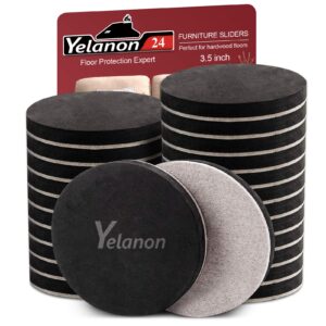 yelanon felt furniture sliders, 20pcs-3 1/2” furniture sliders for carpet, furniture pads hardwoods floors, heavy furniture movers sliders, reusable moving pads, floor protectors for carpet