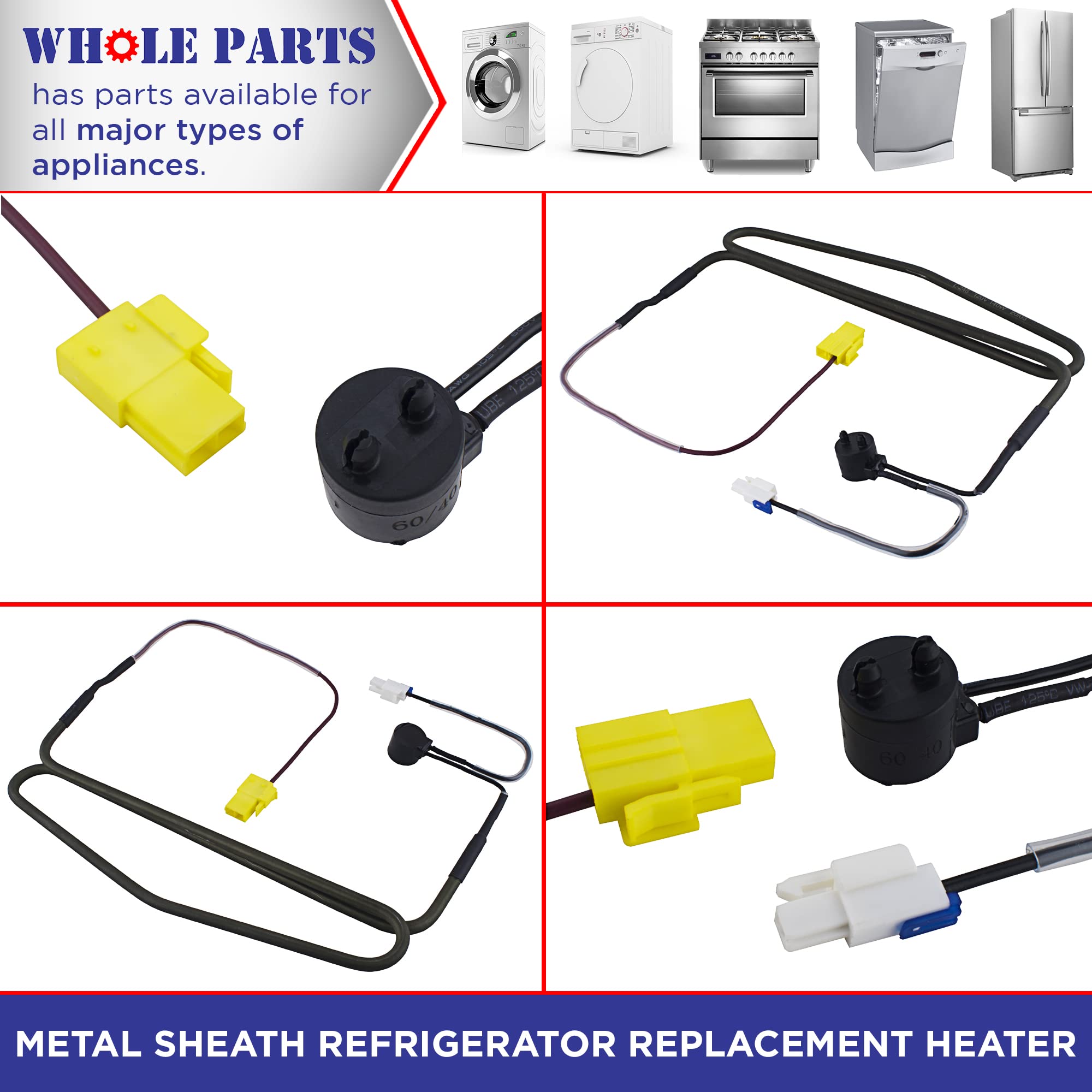 Whole Parts Part #DA47-00322J Refrigerator Defrost Heater & Bi-Metal Defrost Thermostat Assembly, Replacement & Compatible w/Some Samsung, Non-OEM Appliance Parts, 2 Yr Warranty Replacement Policy