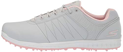 Skechers womens Pivot Spikeless Golf Shoe, Light Gray/Pink, 8.5 US