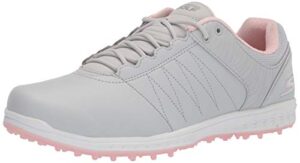 skechers womens pivot spikeless golf shoe, light gray/pink, 8.5 us