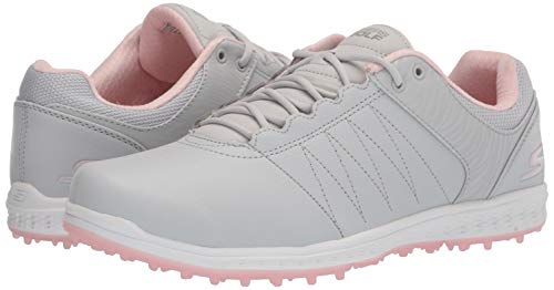 Skechers womens Pivot Spikeless Golf Shoe, Light Gray/Pink, 8.5 US