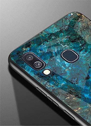 JZ Marble Glass Phone Case for Samsung Galaxy A40 with [Soft Edge + Tempered Glass Back Cover] - Pigeon Marble