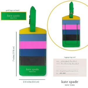 Kate Spade New York Vegan Leather Luggage Tag for Women, Durable Suitcase ID Tag, Enchanted Stripe