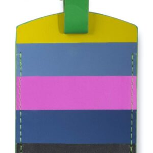 Kate Spade New York Vegan Leather Luggage Tag for Women, Durable Suitcase ID Tag, Enchanted Stripe